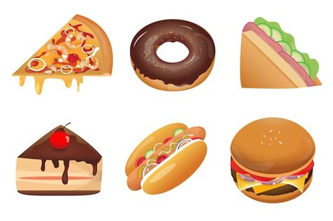 패스트 푸드 세트 프리미엄 벡터