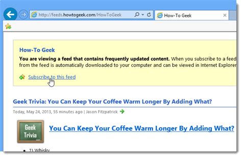 Share RSS Feeds Between Internet Explorer And Outlook Using The Common Feed List