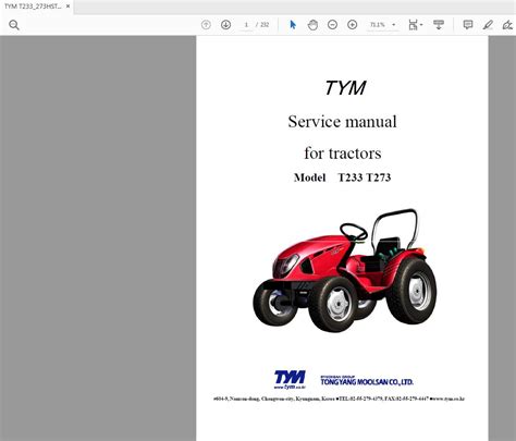 Tym T233 273hst Tractor Service Manual