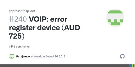 Voip Error Register Device Aud 725 · Issue 240 · Espressifesp Adf