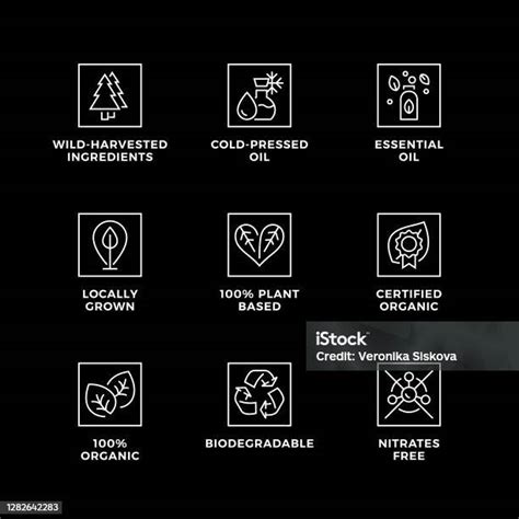 에코 기반 성분을 함유한 천연 및 유기농 화장품용 디자인 요소 로고 디자인 템플릿 아이콘 및 배지의 벡터 세트 디자인에 대한 스톡 벡터 아트 및 기타 이미지 Istock