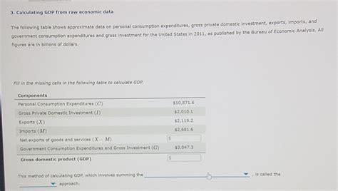 solved 3 calculating gdp from raw economic data the
