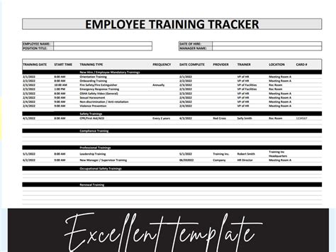 Streamlined Employee Training Tracker Template For New Hires And Current Employees Editable Excel