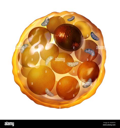 Brown Adipocyte Fat Cell Microscopic Diagram With Mitochondria Nucleus And Triglycerides As An