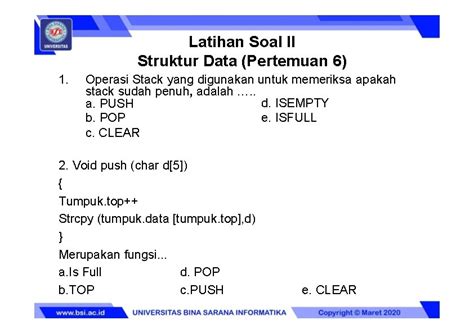 Pertemuan 6 Stack Atau Tumpukan Stack Tumpukan Merupakan