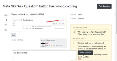 The Meta Stack Overflow Ask Question Button Has Wrong Coloring