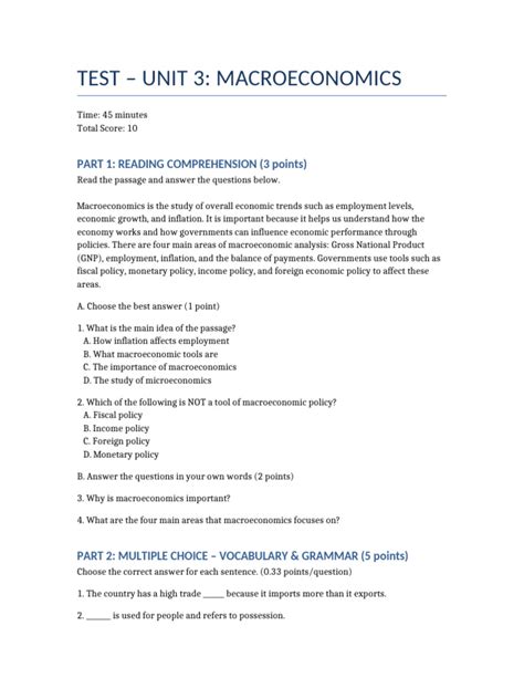 Unit3 Macroeconomics Test Pdf Macroeconomics Fiscal Policy