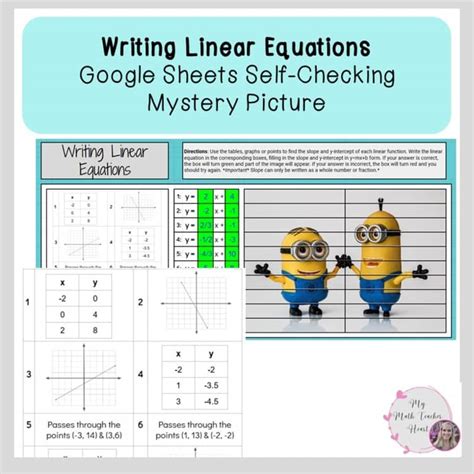 Writing Linear Equations Slope Intercept Form Mystery Picture