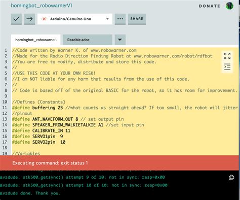 Executing Command Exit Status 1 Error When Attempting To Upload Code