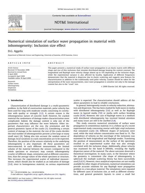 Pdf Numerical Simulation Of Surface Wave Propagation In Material With