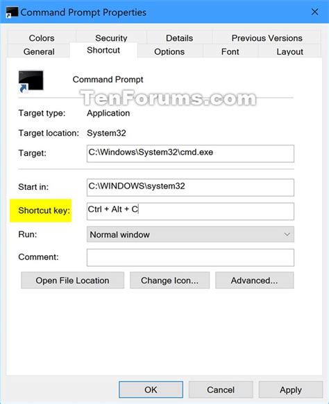 how to assign keyboard shortcut to shortcuts in windows 10 tutorials