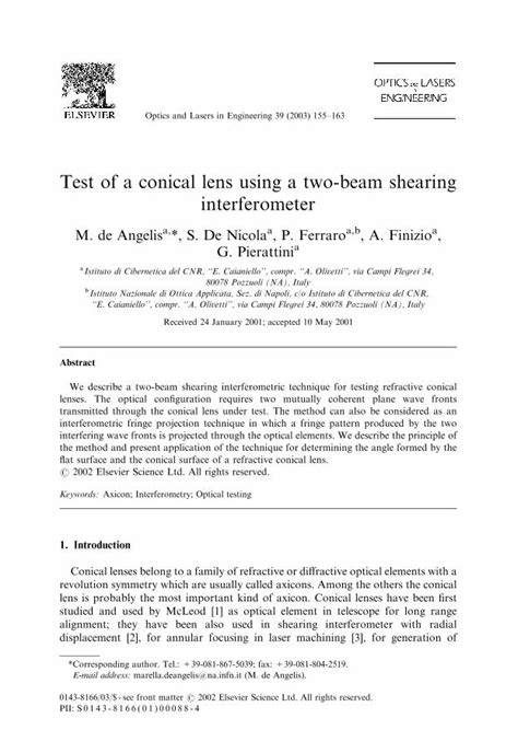 Pdf Test Of A Conical Lens Using A Two Beam Shearing Interferometer Dokumen Tips