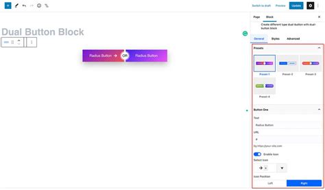 Dual Button Radius Blocks Documentation