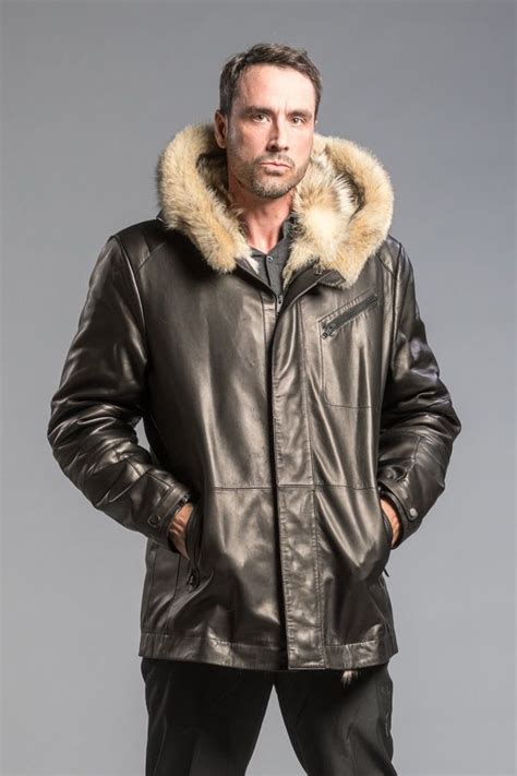 Mans Coyote Lined Brown Jacket Dittrich Furs Brown Jacket Leather