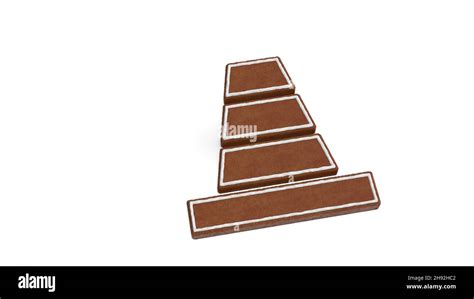3d Rendering Of Gingerbread Cookie In Shape Of Symbol Of Traffic Cone Isolated On White