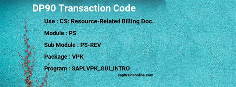 Dp90 Sap Tcode For Cs Resource Related Billing Doc
