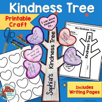 Kindness Tree” Heart Shaped Tree Craft And Writing Pages Tpt