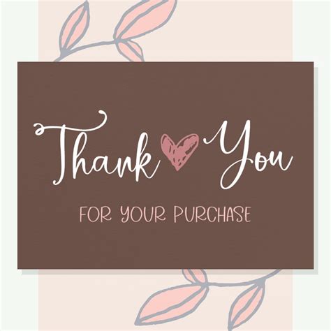 Thank You For Your Purchase Card Editable Printable Double Etsy