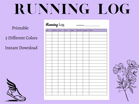 Running Log Etsy