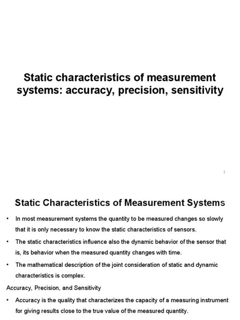 1 4 Static Characteristics Of Measurement Systems Accuracy Precision Sensitivity Pdf