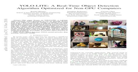 Pdf Yolo Lite A Real Time Object Detection Algorithm Optimized For · 2018 11 15 · Yolo