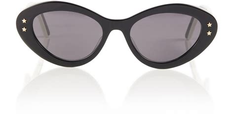 Dior Synthetic Diorpacific B1u Cat Eye Sunglasses In Shiny Black Smoke Brown Lyst