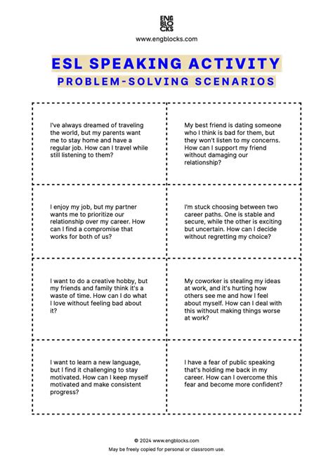 ESL Speaking Activity Problem Solving Scenarios