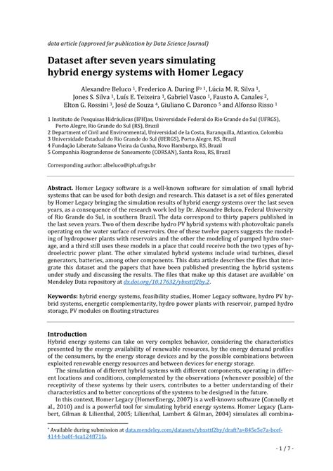 Pdf Dataset After Seven Years Simulating Hybrid Energy Systems With Homer Legacy