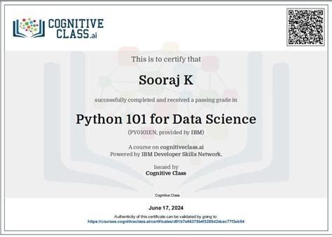 Sooraj K On Linkedin Python Ibm Cognitiveclass Datascience