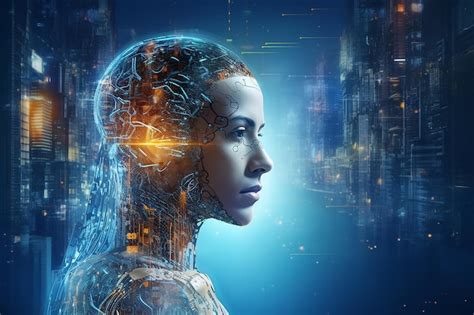 Premium Ai Image Artificial Intelligence In Robot Humanoid Head With Neural Network Thinks In