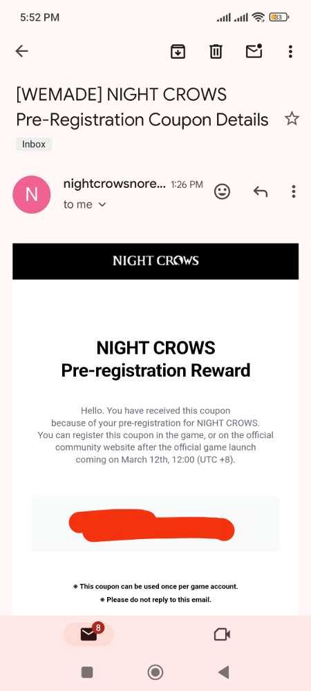 Limited Code Pre Regist Night Crows