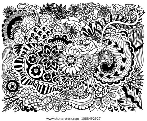 Line Art Design Intricate Florals Background Stock Vector Royalty Free 1088492927 Shutterstock