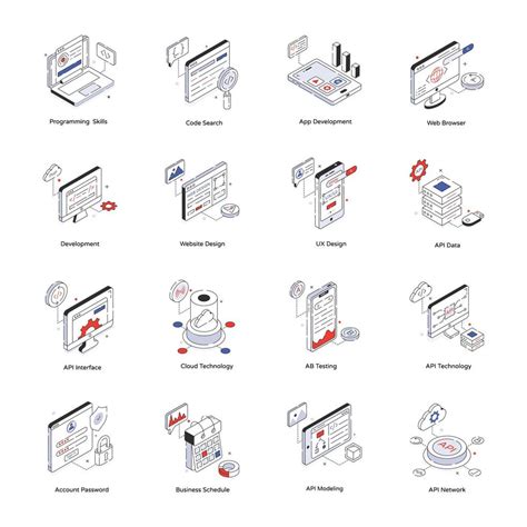 Bundle Of Web Isometric Icons Vector Art At Vecteezy
