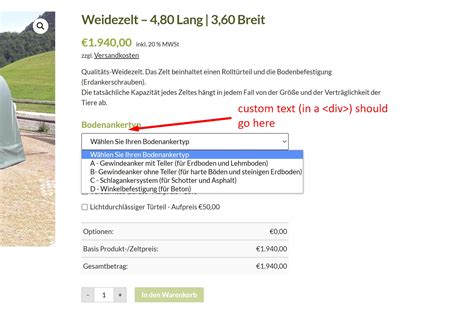 woocommerce how to add custom text between variation title label and dropdown selector