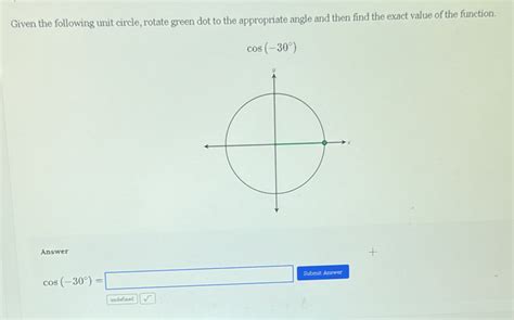 solved given the following unit circle rotate green dot to the