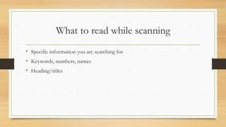Reading Techniques Scanning PPTX
