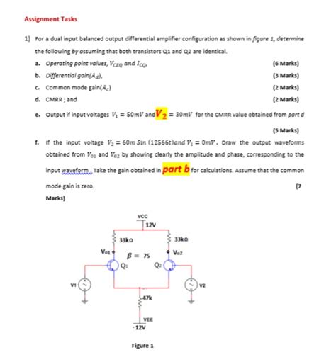 Solved Assignment Tasks 1 For A Dual Input Balanced Output