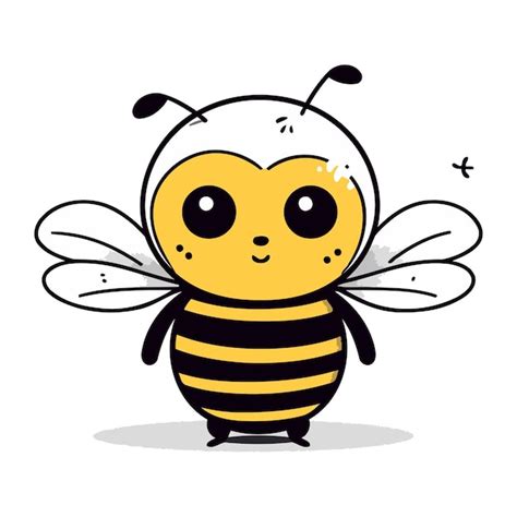 Piccola Api Da Cartone Animato Illustrazione Vettoriale Isolata Su Sfondo Bianco Vettore Premium