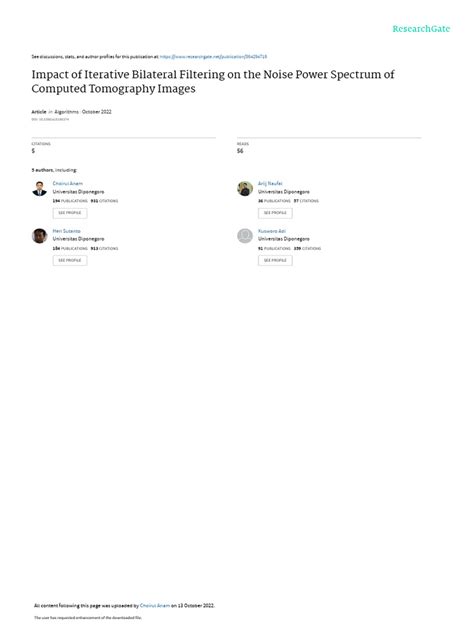 Impact Of Iterative Bilateral Filtering On The Noise Power Spectrum Of