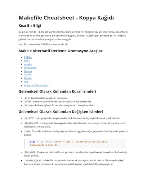 Makefile Cheatsheet Pdf