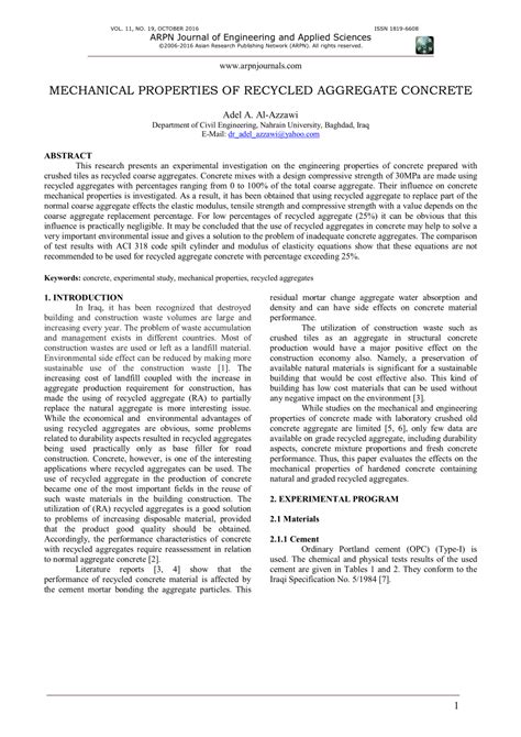 PDF Mechanical Properties Of Recycled Aggregate Concrete