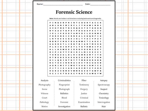 Forensic Science Word Search Printable Word Search Maker
