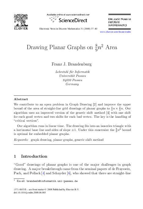 Pdf Drawing Planar Graphs On Area