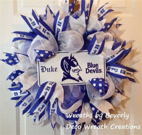 Duke Blue Devils Wreath Etsy Deco Mesh Wreaths Duke Blue Devils