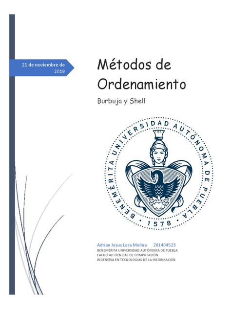 Metodos De Ordenamiento Pdf Algoritmos Y Estructuras De Datos