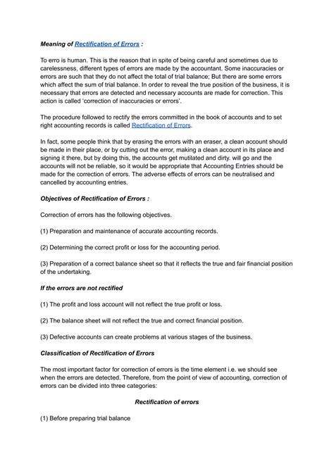Meaning Of Rectification Of Errors Pdf