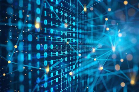 Blue Background With Glowing Digital Binary Code And Network Connections Symbolizing Data