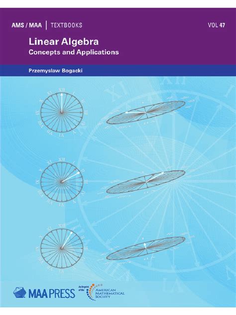 Ams Maa Textbooks 47 Przemyslaw Bogacki Linear Algebra Concepts And Applications Maa