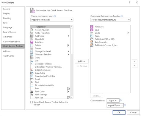 copying the quick access toolbar microsoft word