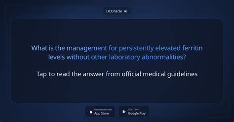What Is The Management For Persistently Elevated Ferritin Levels